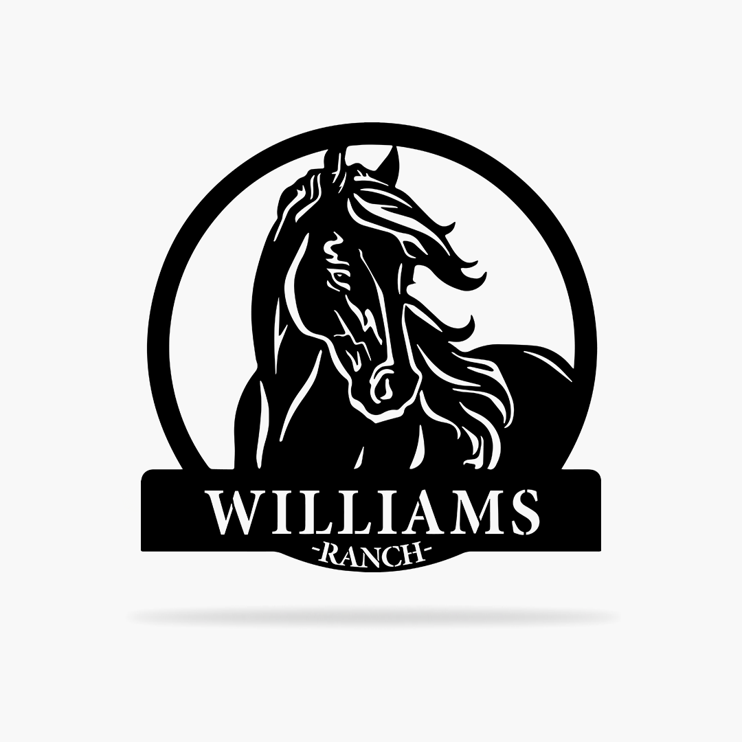 Horse Ranch Monogram, Cut Metal Sign | Nalaprint