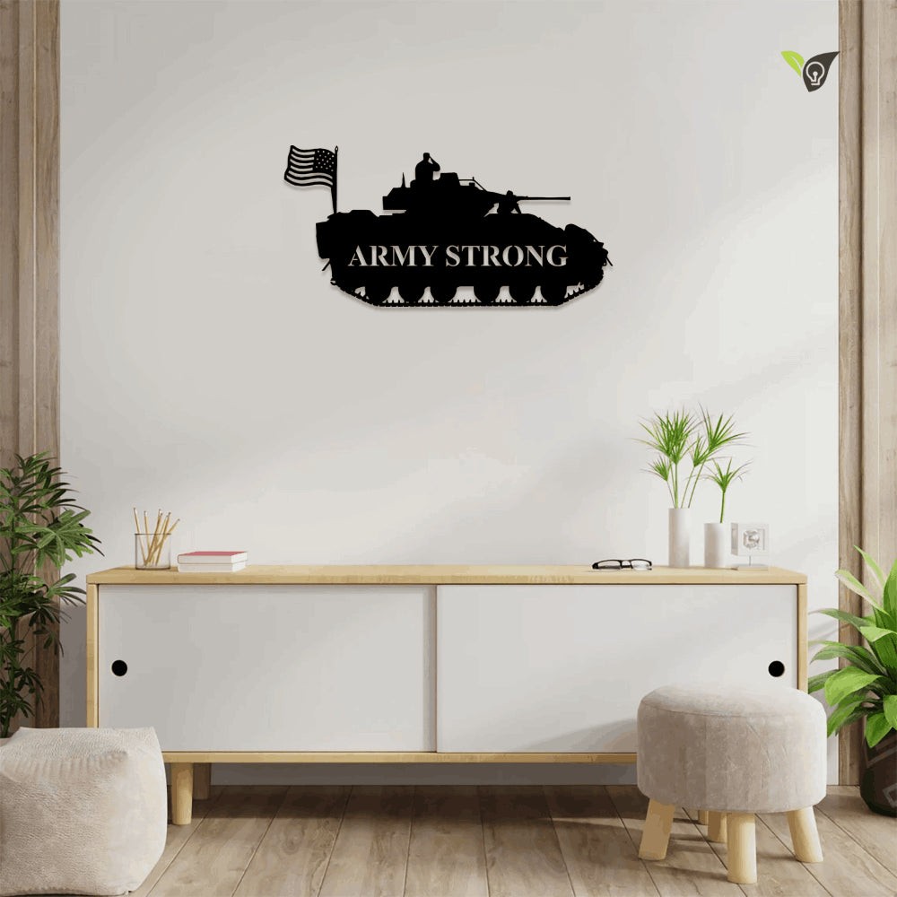 Us Army Tank Metal Sign With Colorful Led Light, Us Military Metal Wall ...