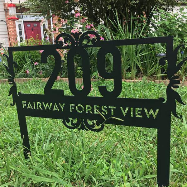 Lawn Address Monogram, Cut Metal Sign, Metal Wall Art, Metal House Sign ...