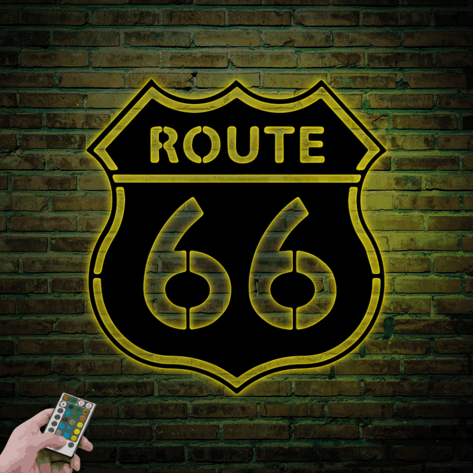 Route 66 Sign Led Lights, Route 66 Metal Sign, Route 66 Wall Art, Route ...