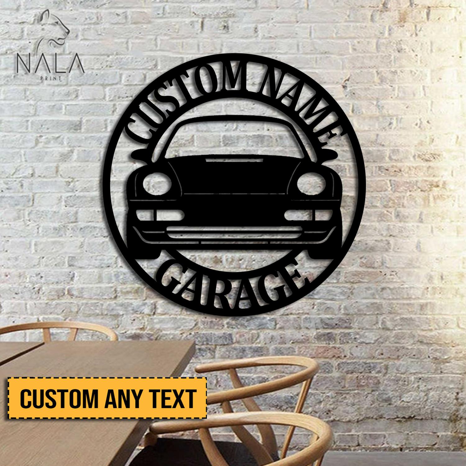 Porsche 911 Front View Silhouette Custom Name Wall Hanging Decor ...
