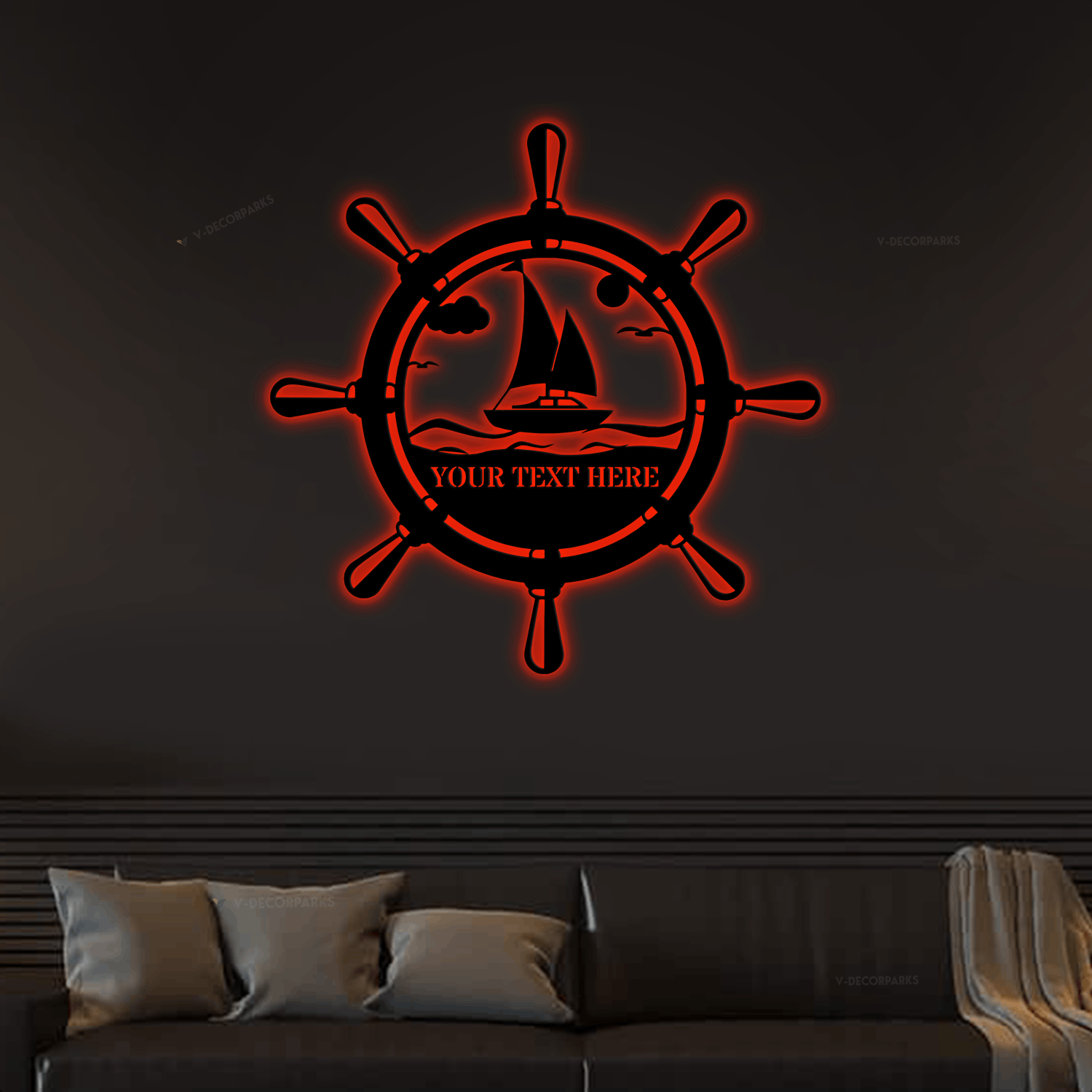 Sailor Helm Personalized Shop Metal With Led Lights Sign, Fisher Ship ...