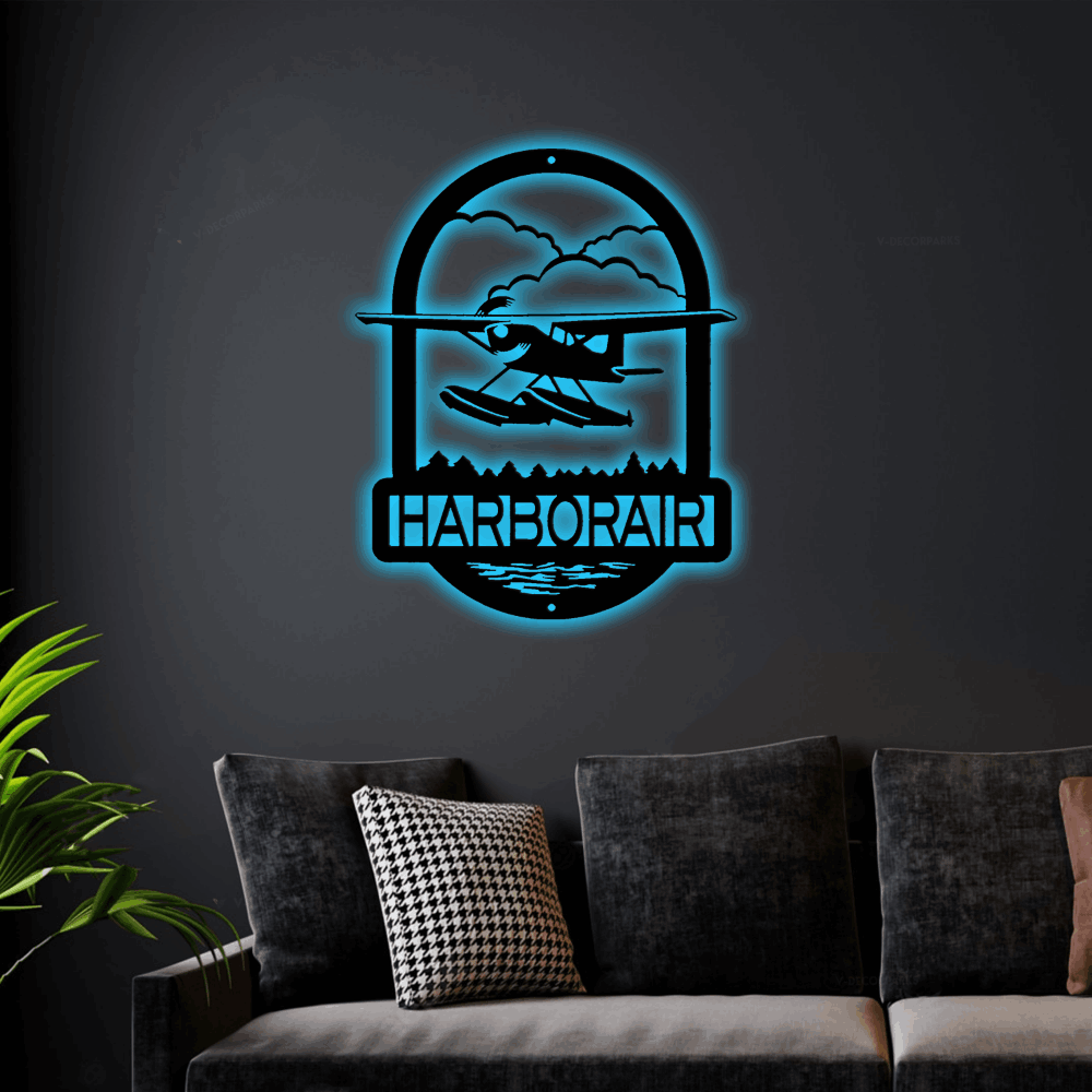 Sea Plane Metal Sign With Led Lights, Pilot Gifts, Personalized ...