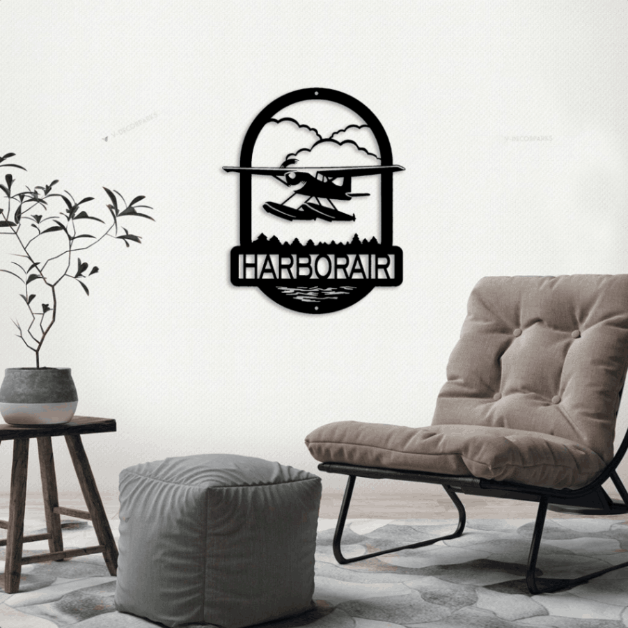 Sea Plane Metal Sign With Led Lights, Pilot Gifts, Personalized ...