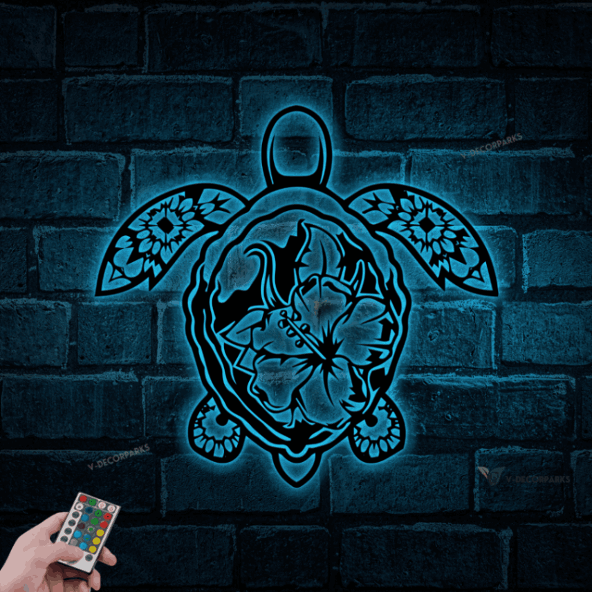 Sea Turtle Metal Sign With Led Lights, Sea Turtle Metal Sign, Sea ...