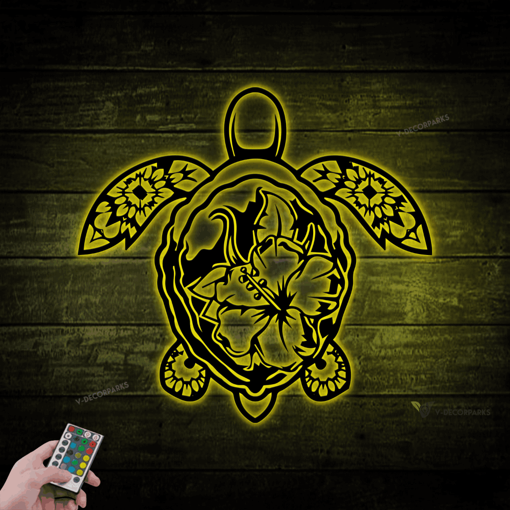 Sea Turtle Metal Sign With Led Lights, Sea Turtle Metal Sign, Sea ...