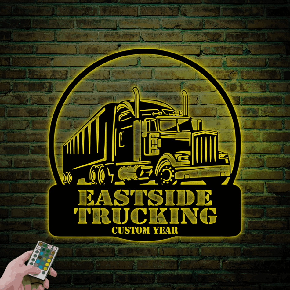 Custom Semi Truck Sign With Led Lights, Trucker Gift, Metal Truck Sign ...