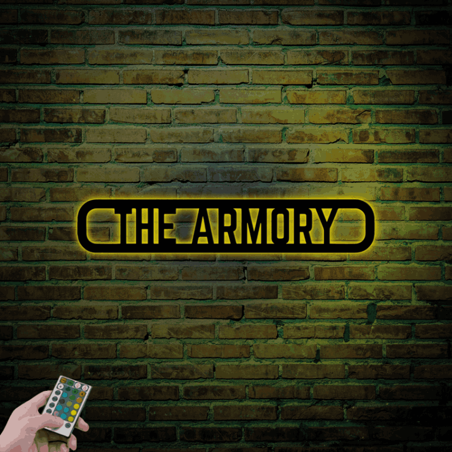 The Armory Metal Sign With Led Lights, Gun Room Signs Armory Sign Gifts ...