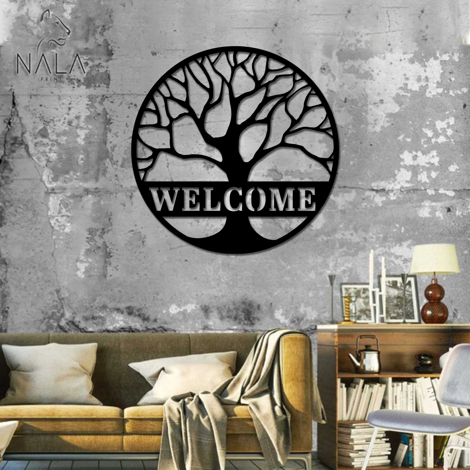 Tree Of Life Welcome Metal Wall Art, Tree Design Metal Sign, Family ...