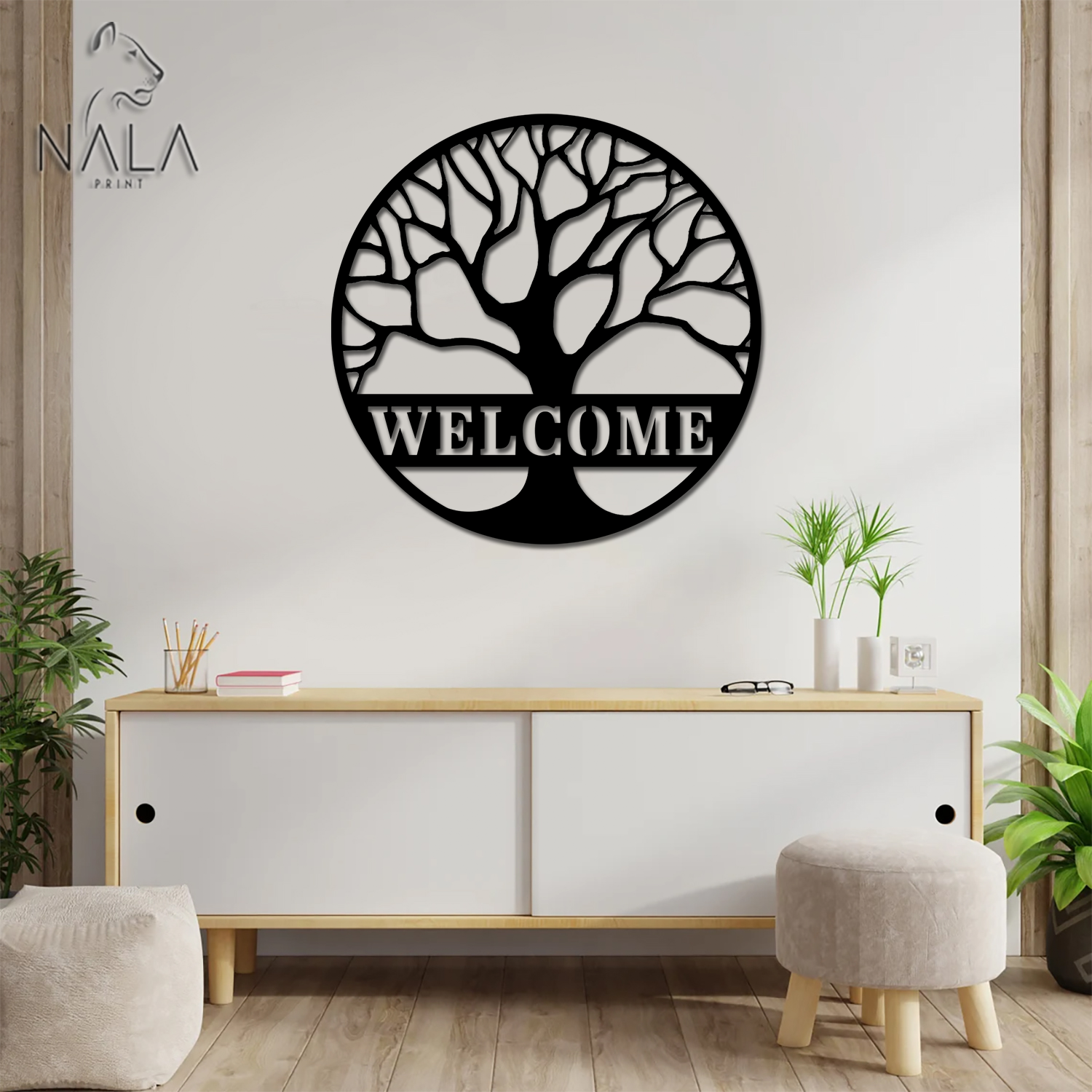 Tree Of Life Welcome Metal Wall Art, Tree Design Metal Sign, Family ...