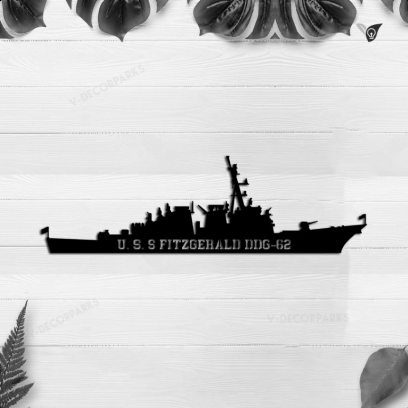 Personalized Uss Fitzgerald Ddg-62 Metal Wall Art, Custom Us Navy Ships ...