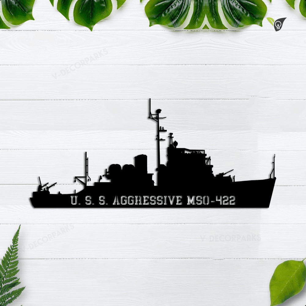 Personalized Uss Aggressive Mso-422 Metal Wall Art, Custom Us Navy ...