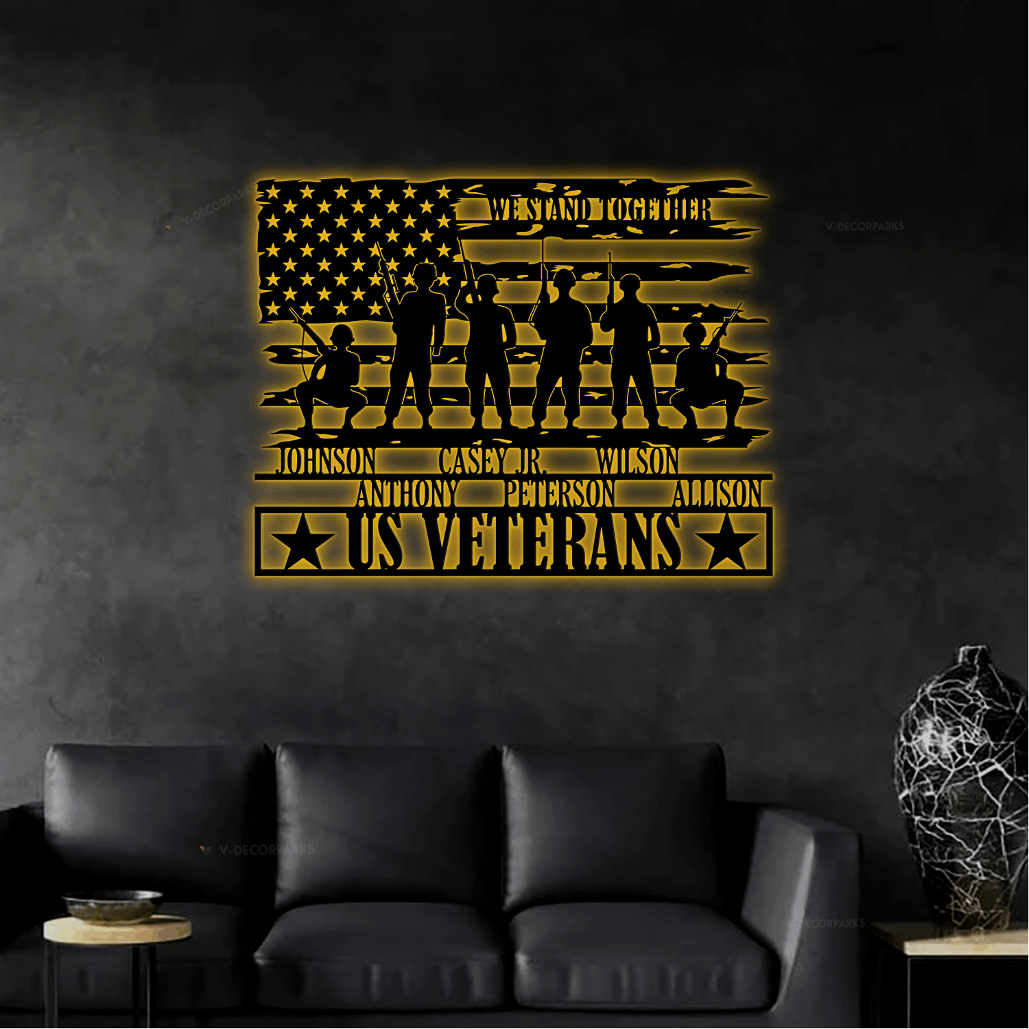 Us Veteran Personalized Metal Sign With Led Lights, Veteran Army ...