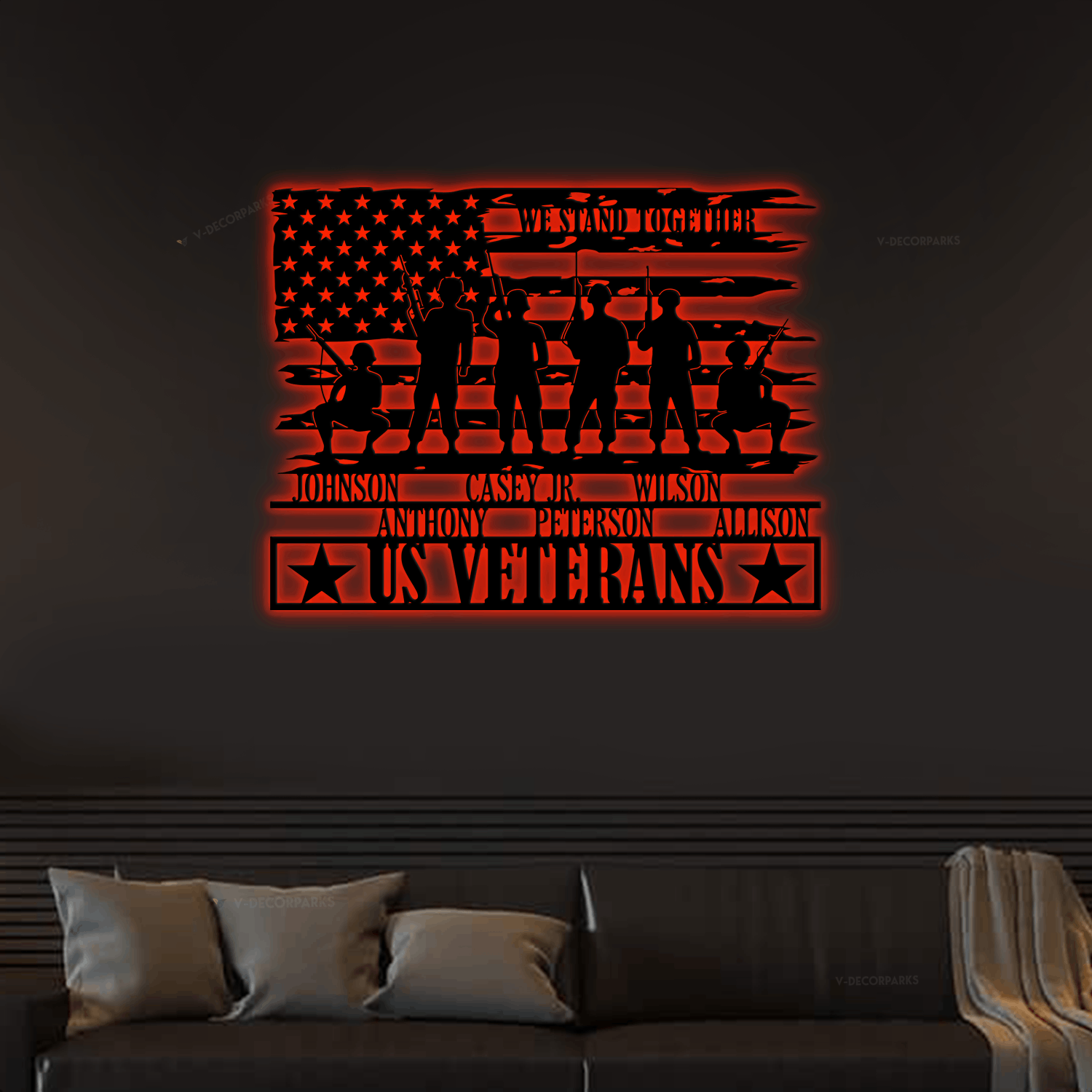 Us Veteran Personalized Metal Sign With Led Lights, Veteran Army ...