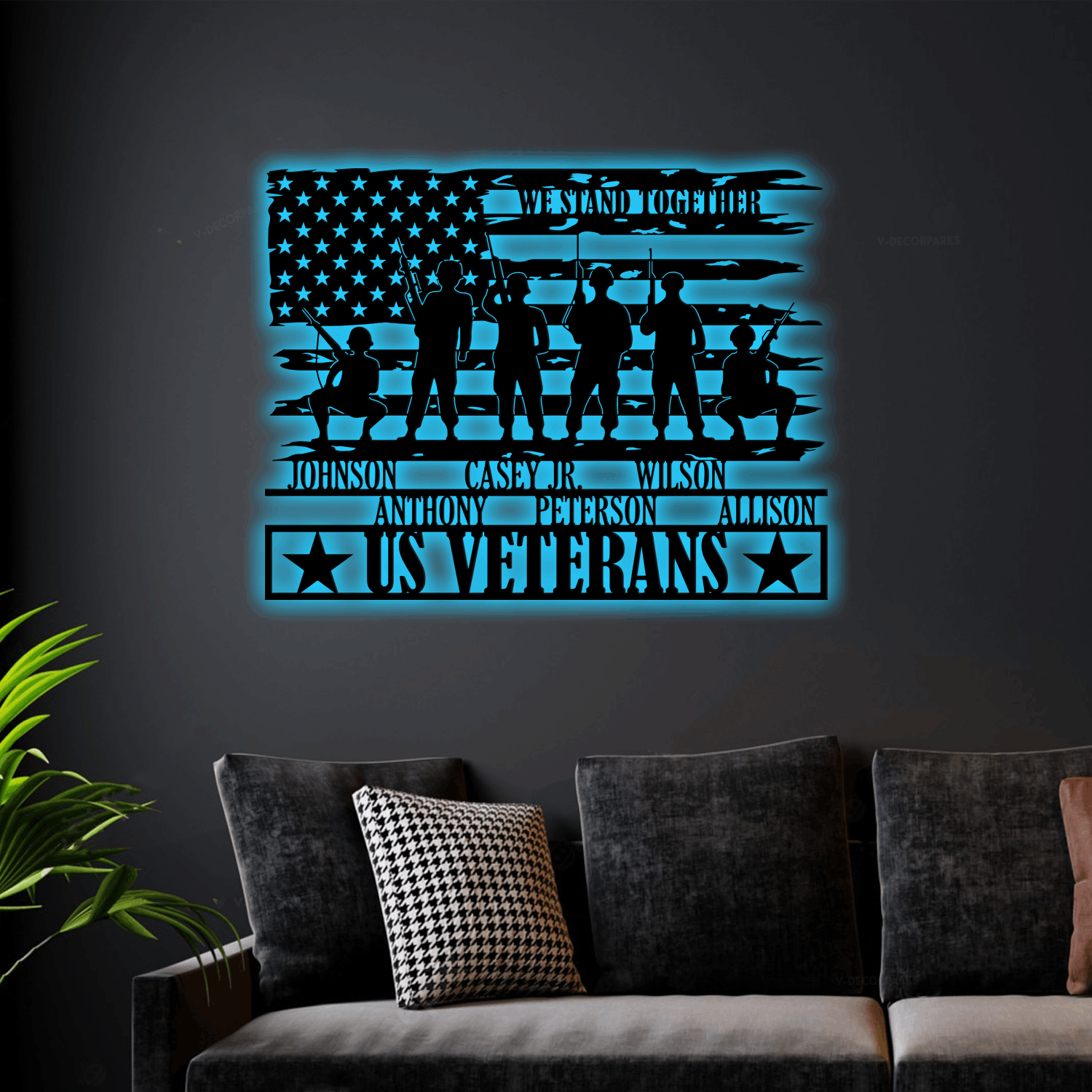 Us Veteran Personalized Metal Sign With Led Lights, Veteran Army ...
