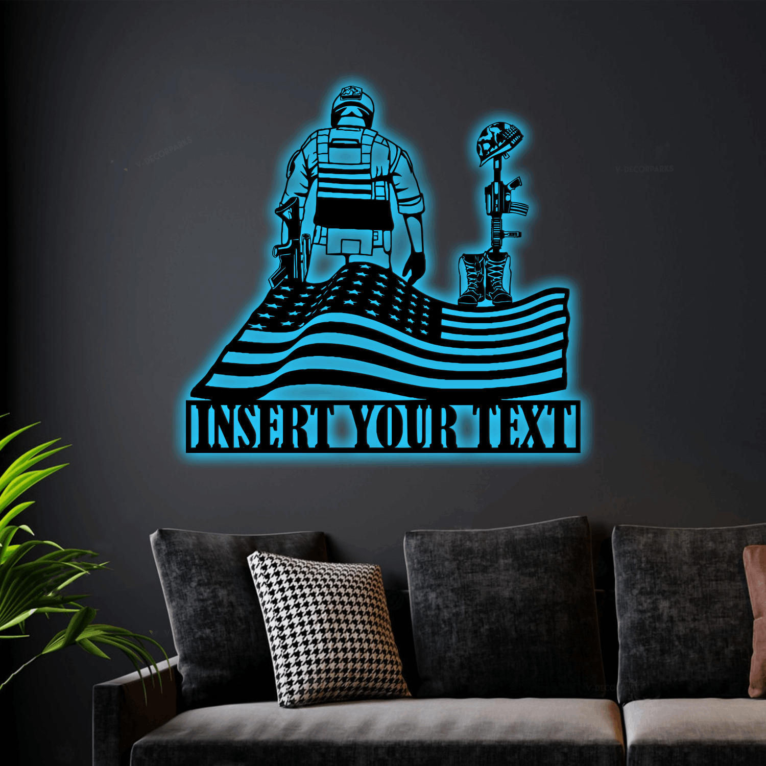 Us Veteran Personalized With Led Lights Metal Sign, Custom Veteran Army ...