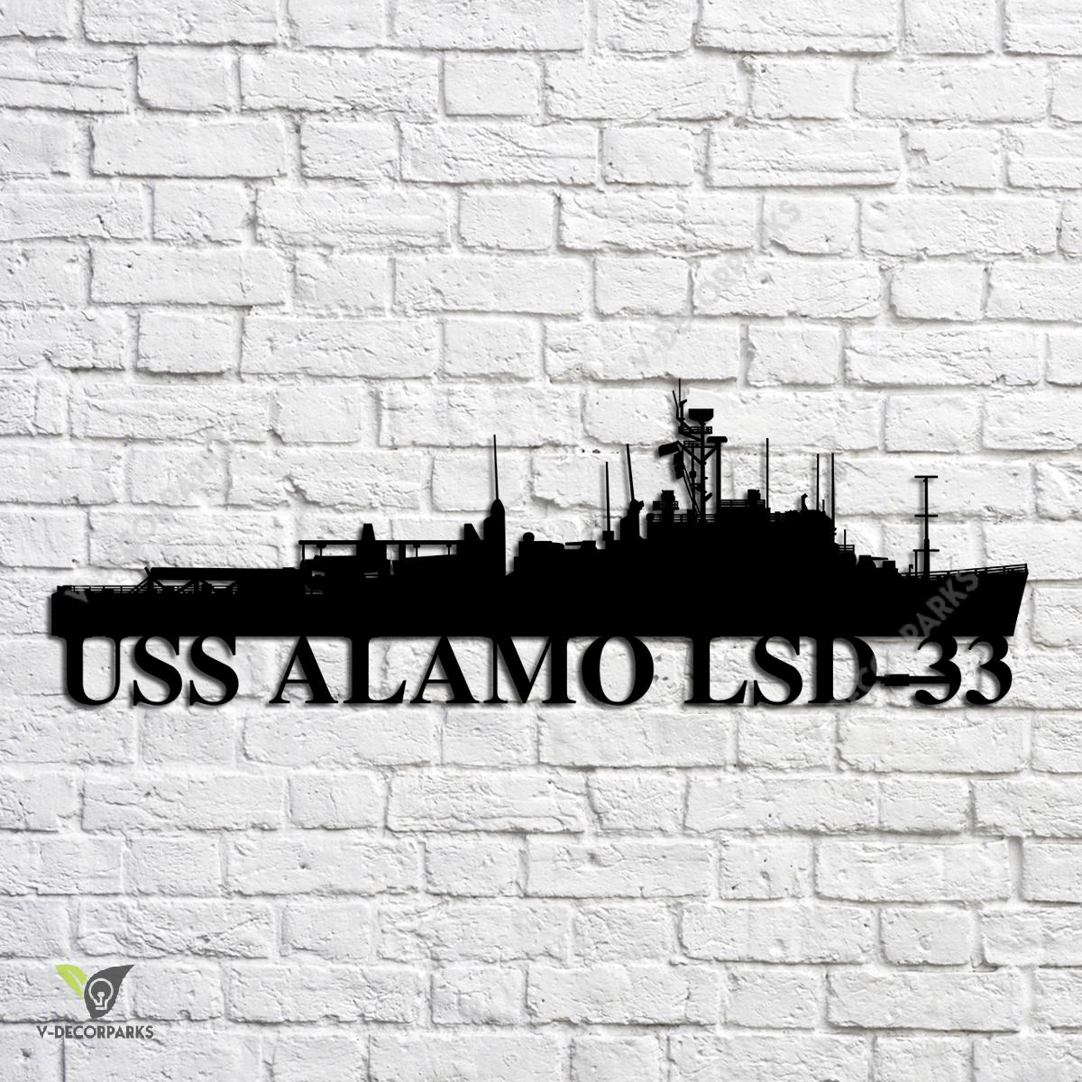 Uss Alamo Lsd-33 Navy Ship Metal Art, Navy Ships Silhouette Metal Gift ...