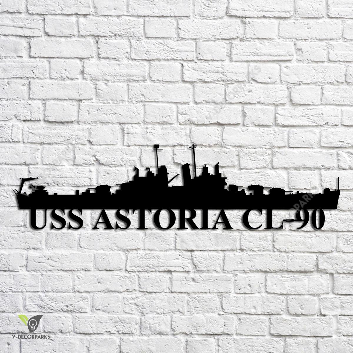 Uss Astoria Cl-90 Navy Ship Metal Art, Navy Ships Silhouette Metal Gift ...