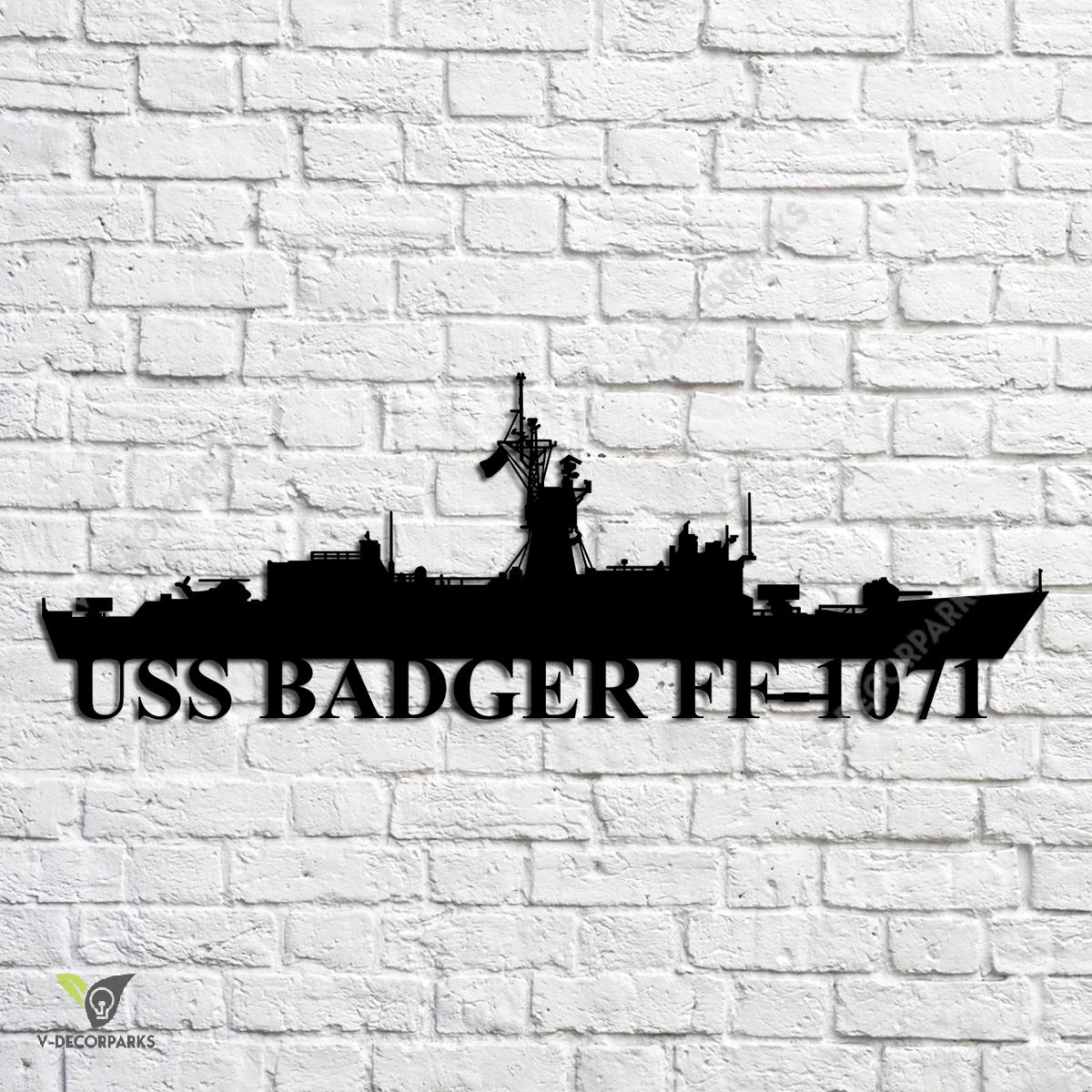 Uss Badger Ff-1071 Navy Ship Metal Art, Navy Ships Silhouette Metal ...