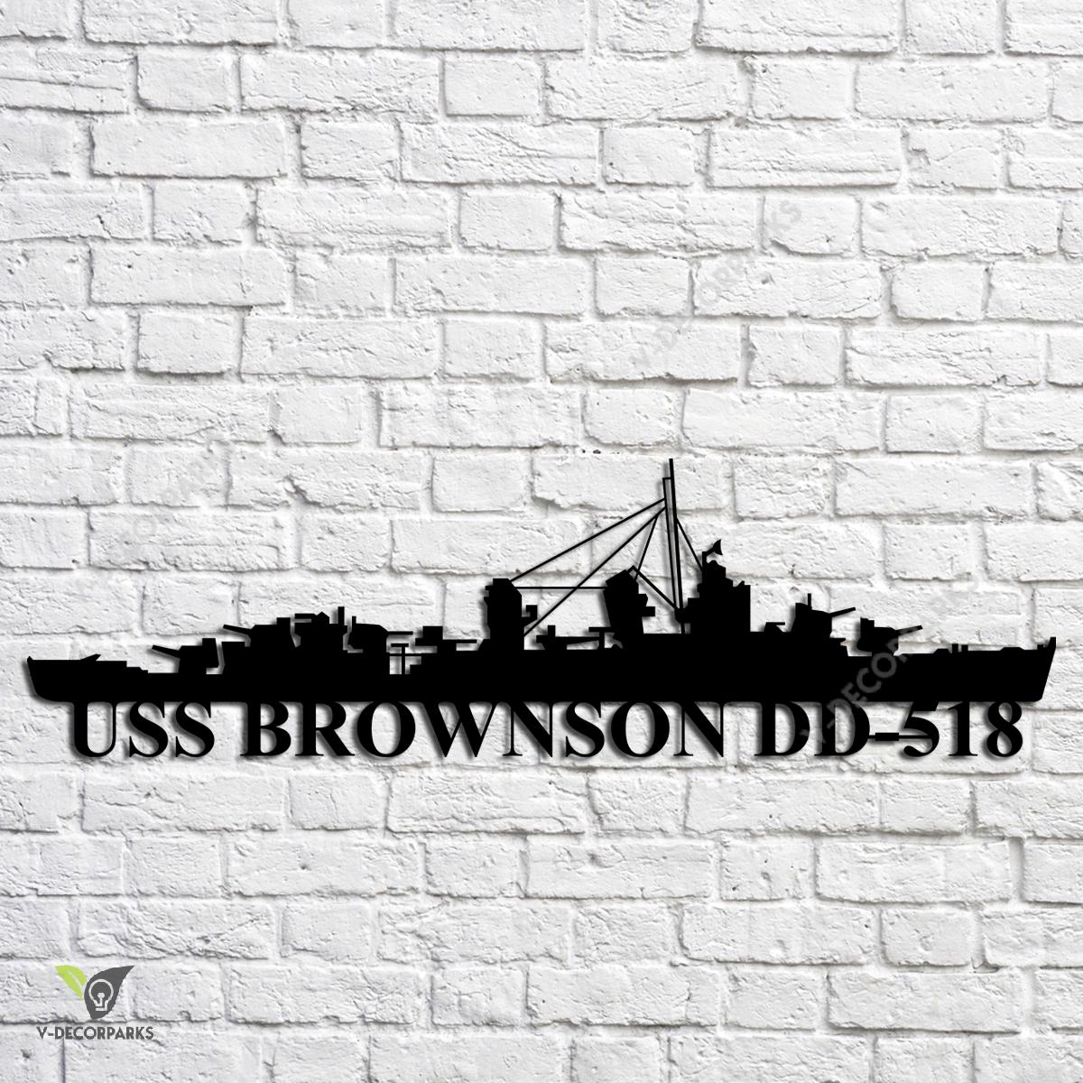 Uss Brownson Dd-518 Navy Ship Metal Art, Navy Ships Silhouette Metal ...