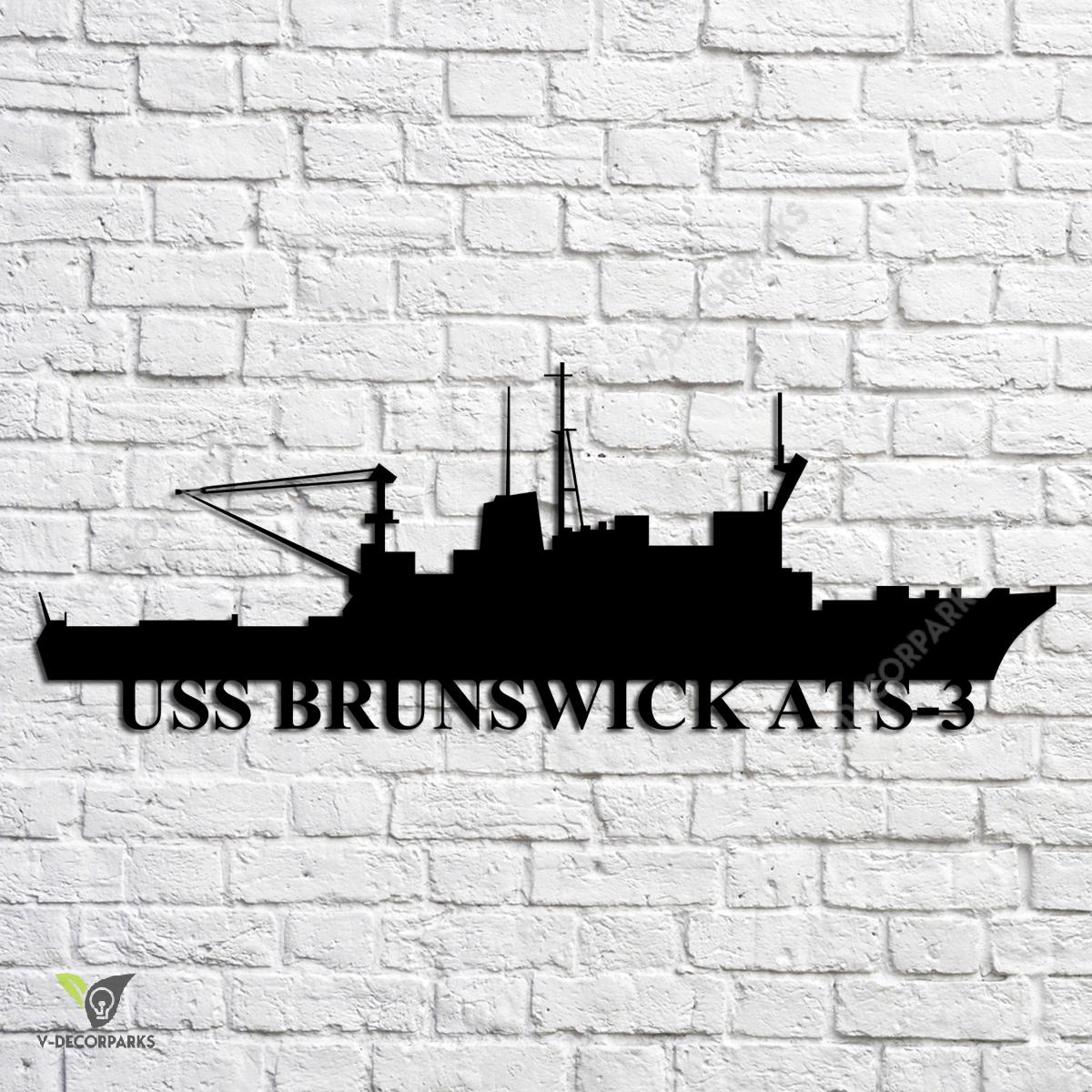 Uss Brunswick Ats 3 Navy Ship Metal Art, Navy Ships Silhouette Metal ...