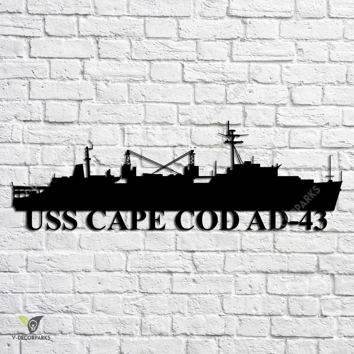 Uss Cape Cod Ad-43 Navy Ship Metal Art, Navy Ships Silhouette Metal ...