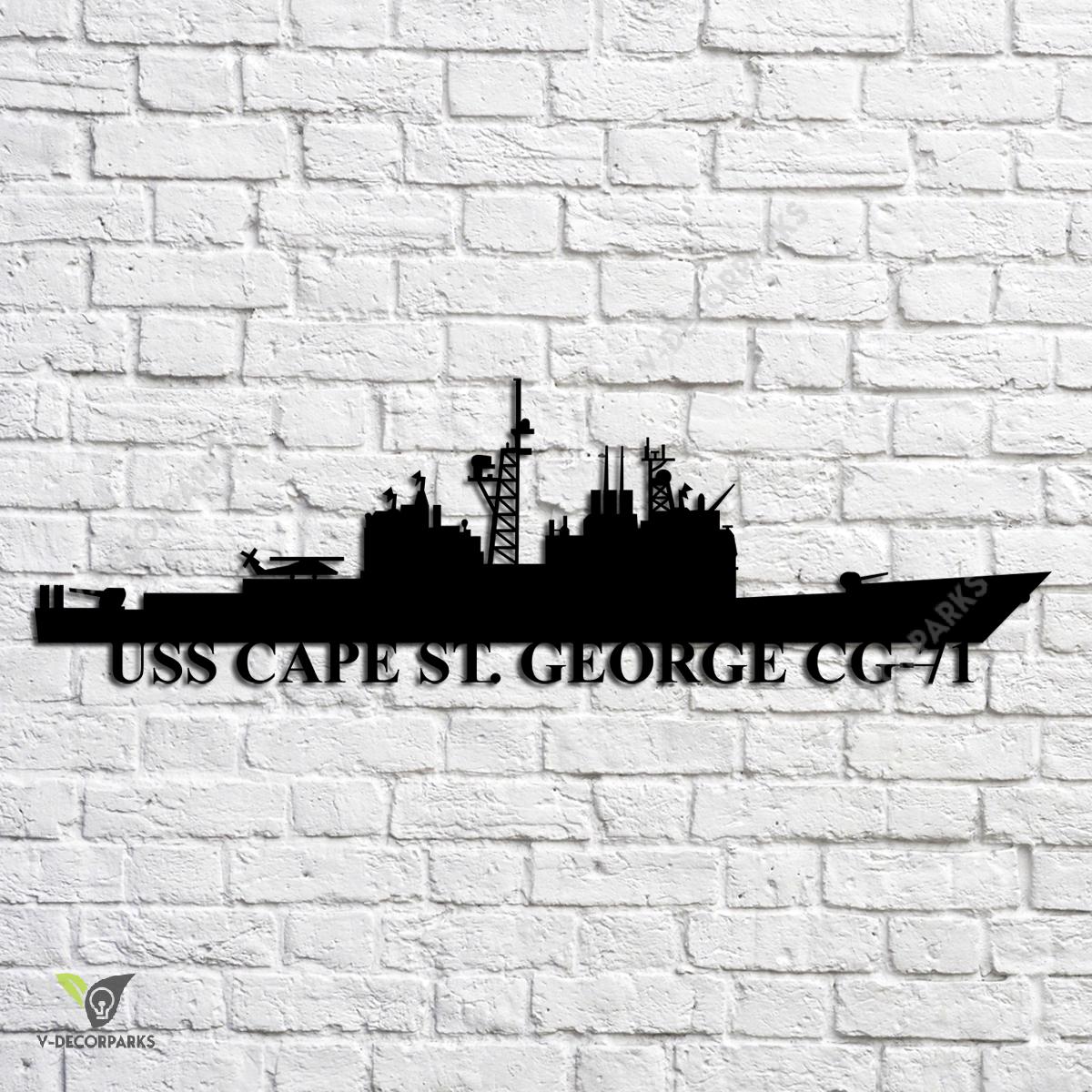 Uss Cape St. George Cg-71 Navy Ship Metal Art, Navy Ships Silhouette ...