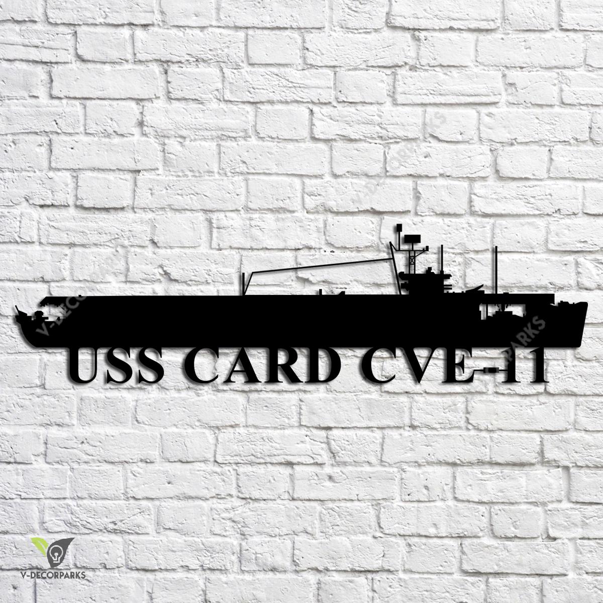 Uss Card Cve-11 Navy Ship Metal Art, Navy Ships Silhouette Metal Gift ...