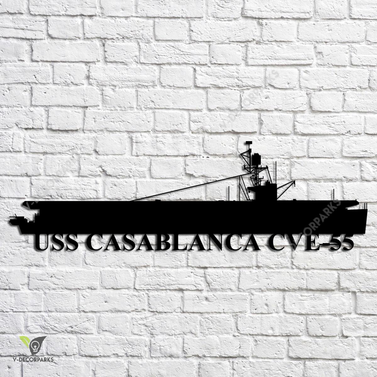 Uss Casablanca Cve-55 Navy Ship Metal Art, Navy Ships Silhouette Metal ...