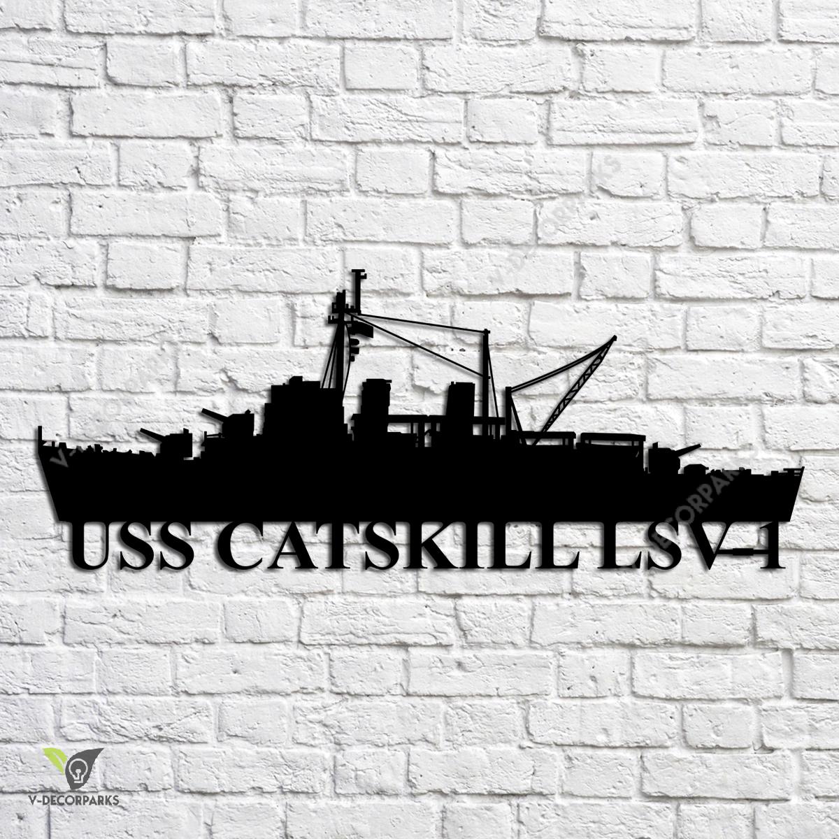 Uss Catskill Lsv-1 Navy Ship Metal Art, Navy Ships Silhouette Metal ...