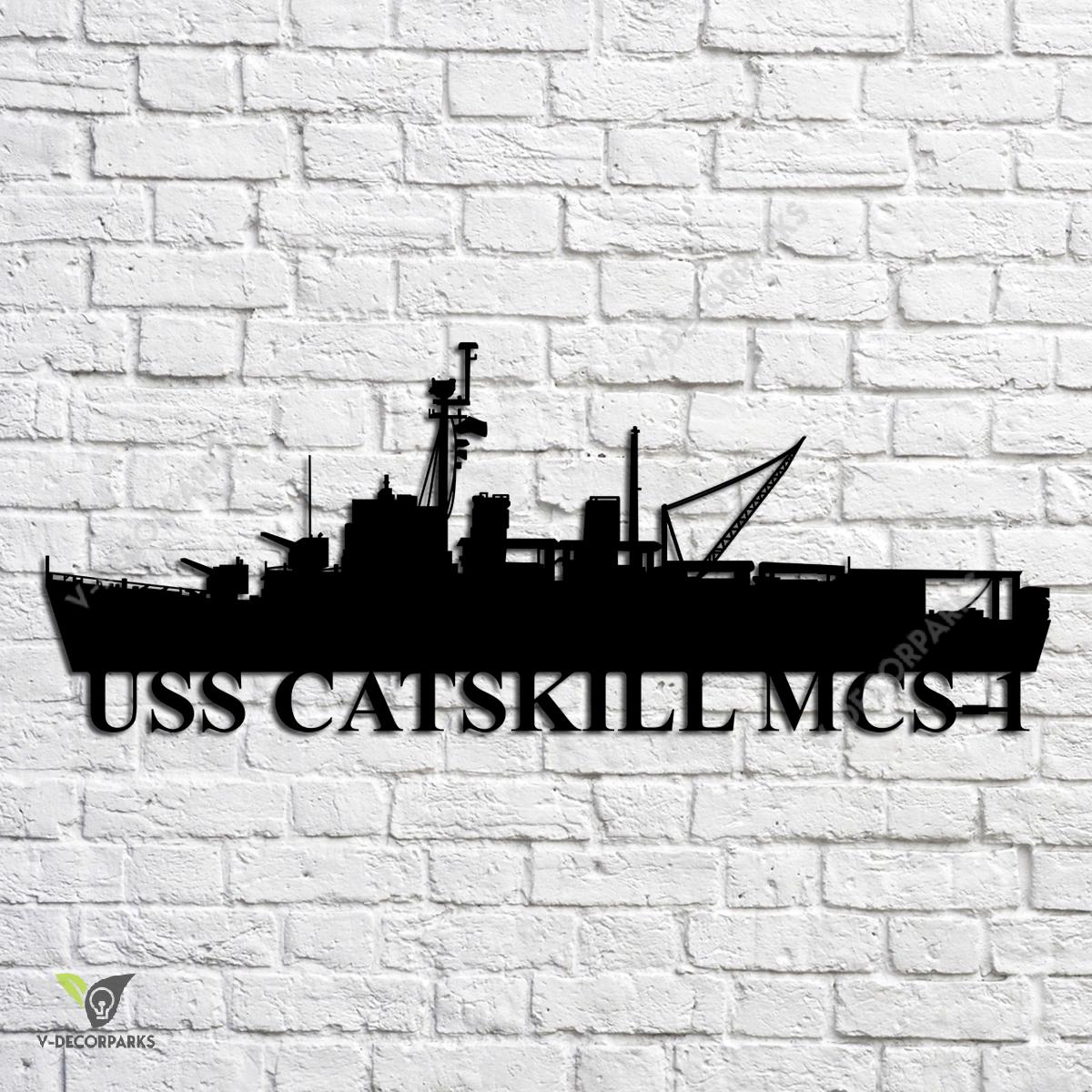 Uss Catskill Mcs-1 Navy Ship Metal Art, Navy Ships Silhouette Metal ...