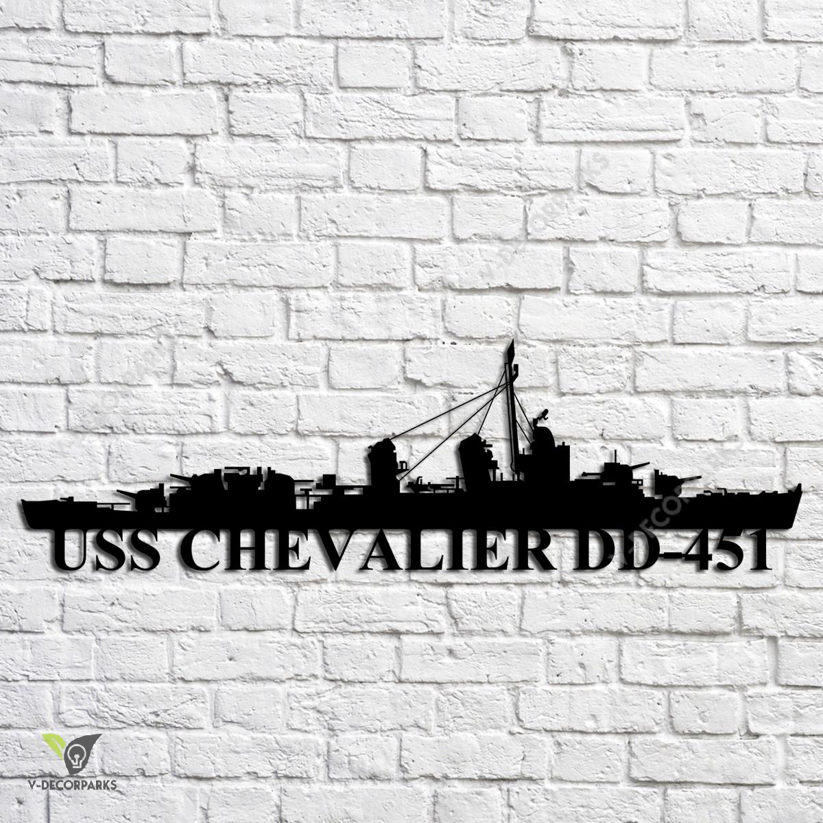 Uss Chevalier Dd-451 Navy Ship Metal Art, Navy Ships Silhouette Metal ...