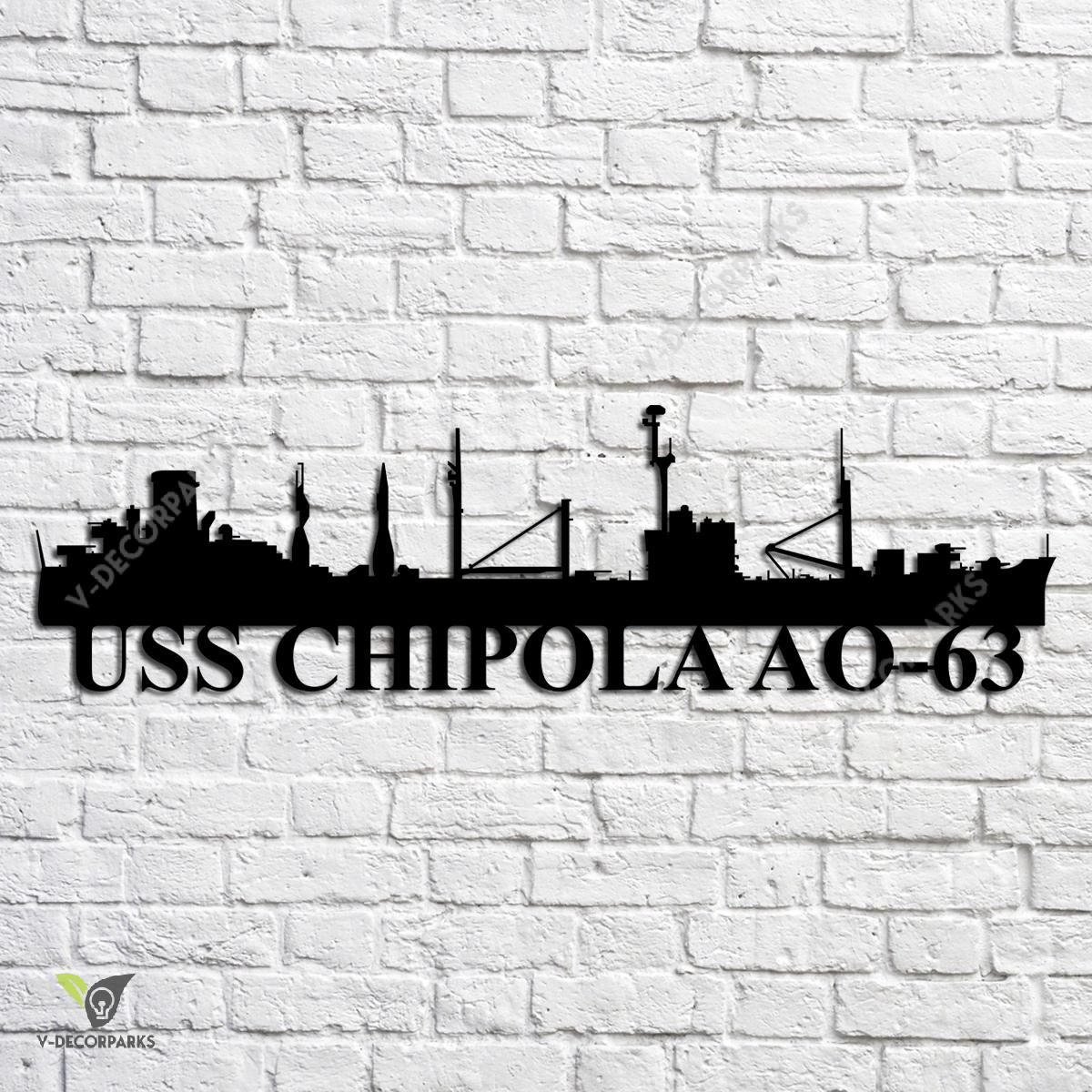 Uss Chipola Ao-63 Navy Ship Metal Art, Navy Ships Silhouette Metal Gift ...