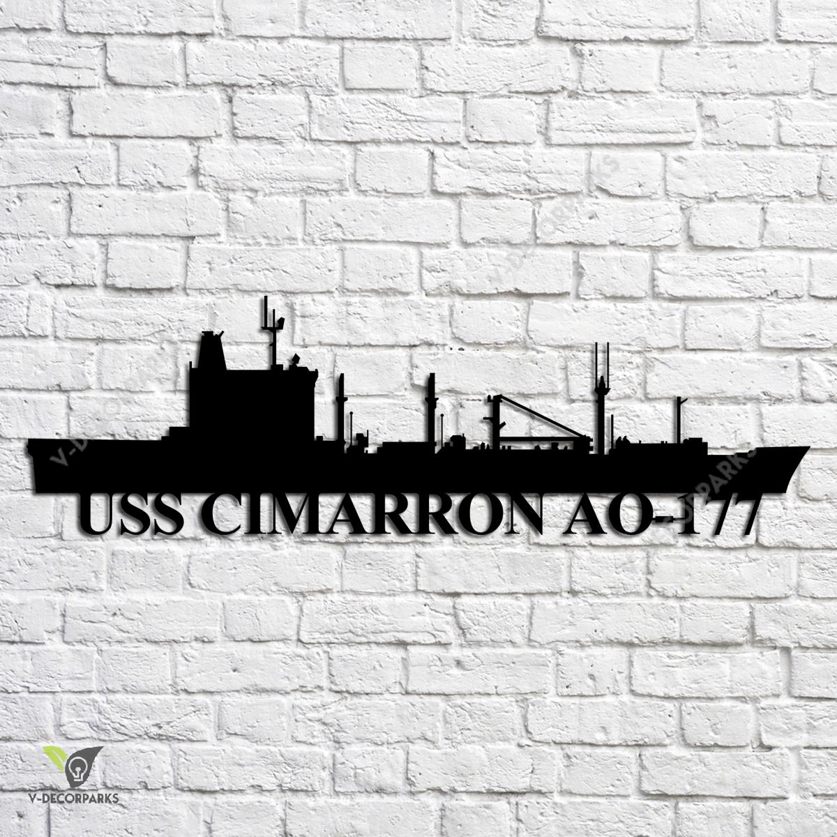 Uss Cimarron Ao-177 Navy Ship Metal Art, Navy Ships Silhouette Metal ...