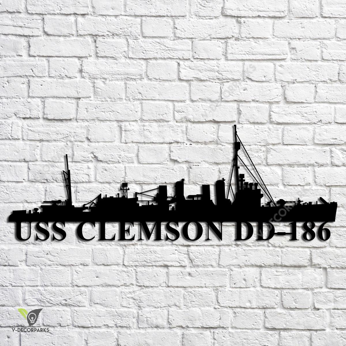 Uss Clemson Dd-186 Navy Ship Metal Art, Navy Ships Silhouette Metal ...