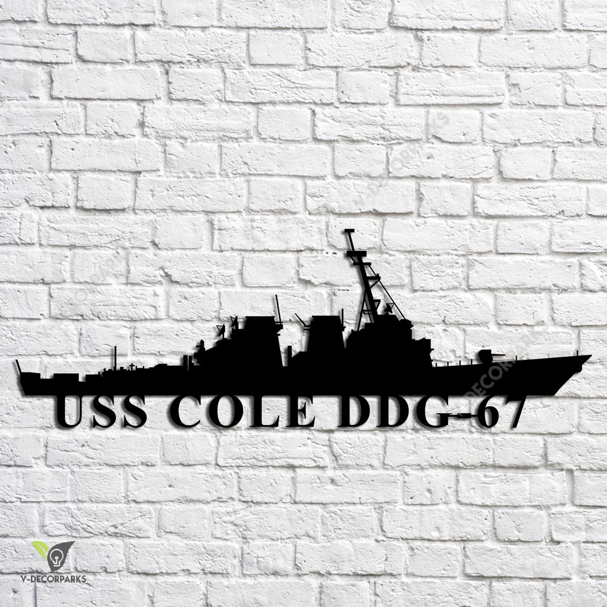 Uss Cole Ddg-67 Navy Ship Metal Art, Navy Ships Silhouette Metal Gift ...