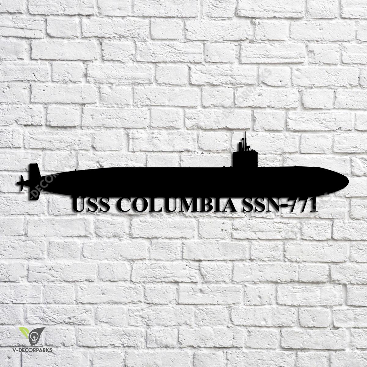 Uss Columbia Ssn 771 Navy Ship Metal Art, Navy Ships Silhouette Metal ...