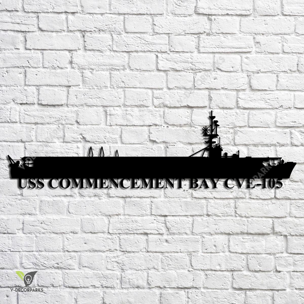 Uss Commencement Bay Cve-105 Navy Ship Metal Art, Navy Ships Silhouette ...