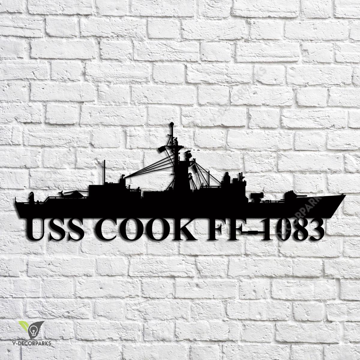 Uss Cook Ff-1083 Navy Ship Metal Art, Navy Ships Silhouette Metal Gift ...