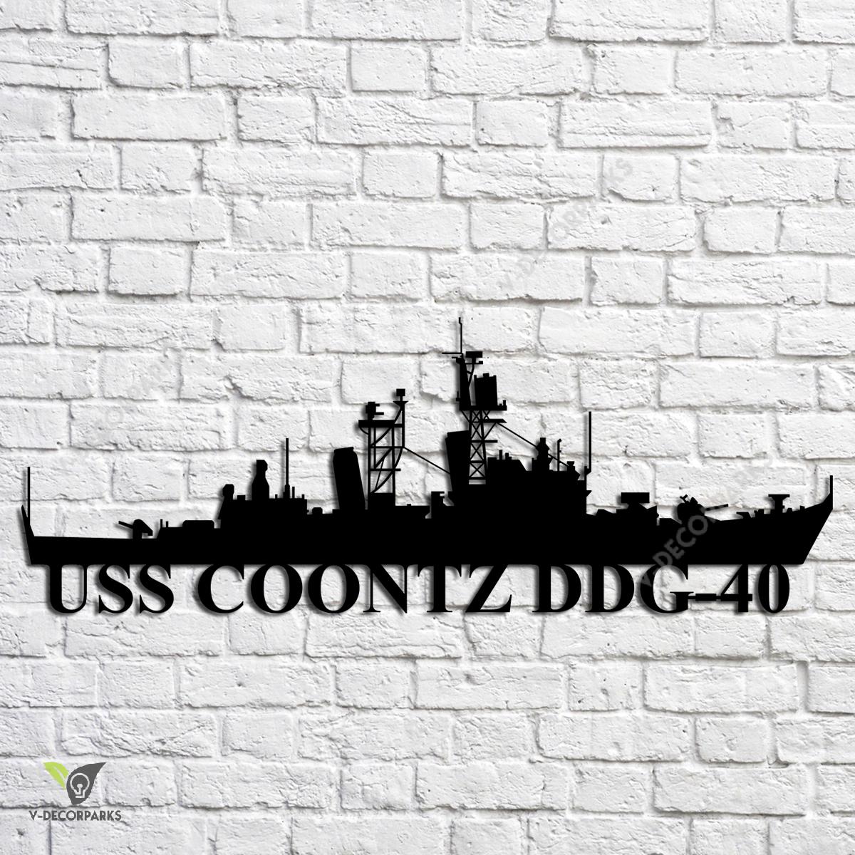 Uss Coontz Ddg-40 Navy Ship Metal Art, Navy Ships Silhouette Metal Gift ...