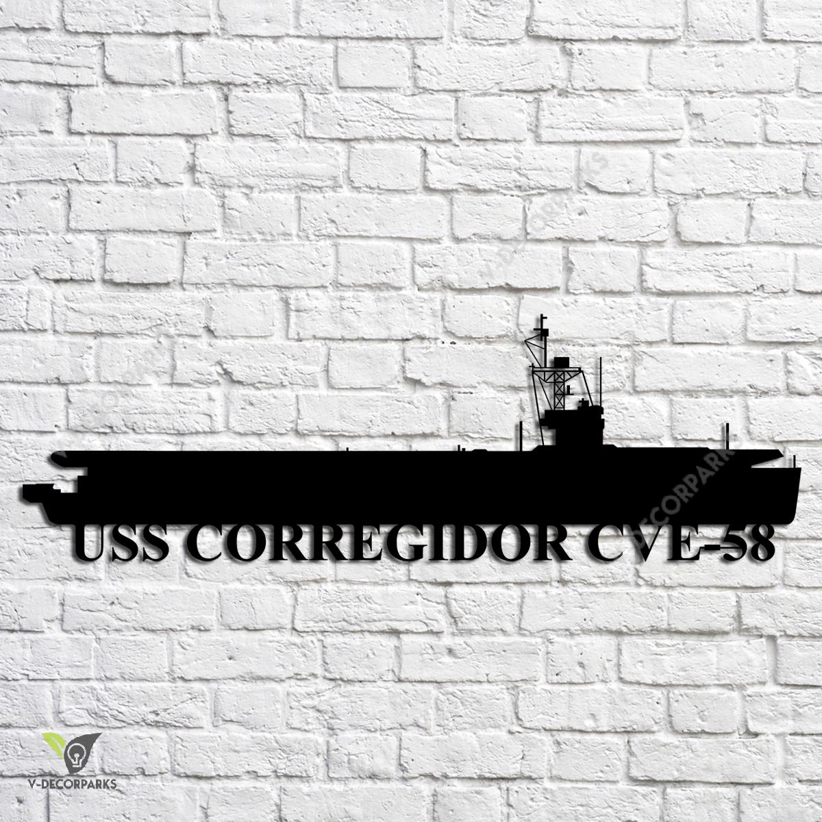 Uss Corregidor Cve-58 Navy Ship Metal Art, Navy Ships Silhouette Metal ...