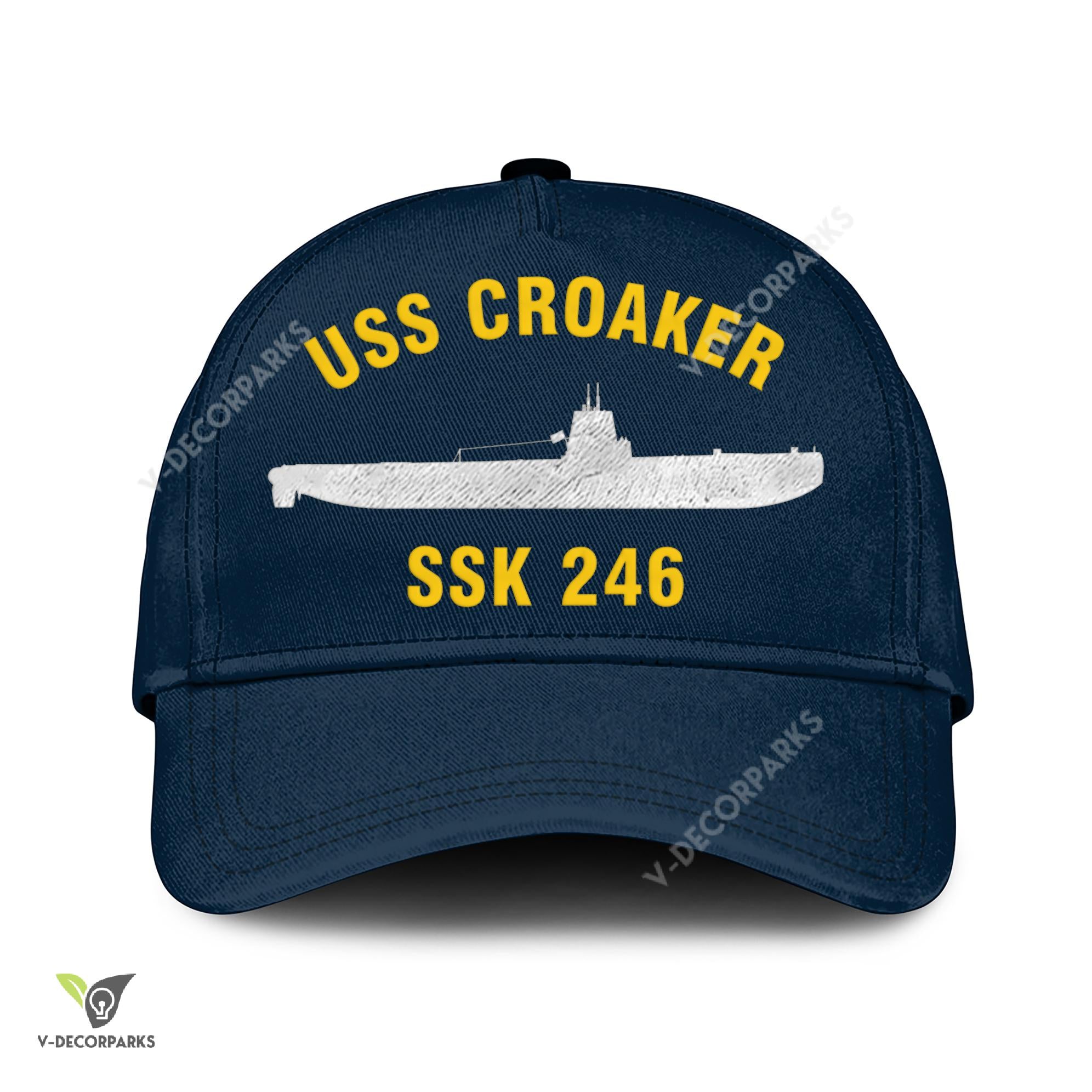 Uss Croaker Ssk 246 Classic Baseball Cap Gift For Navy Veteran, Custom Print/embroidered Us Navy ...