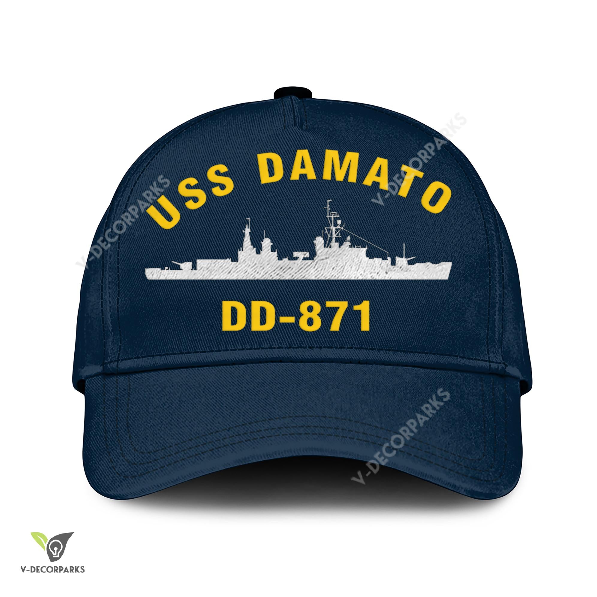 Uss Damato Dd-871 Classic Baseball Cap Gift For Navy Veteran, Custom ...