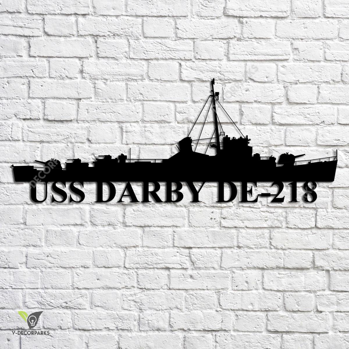 Uss Darby De-218 Navy Ship Metal Art, Navy Ships Silhouette Metal Gift ...