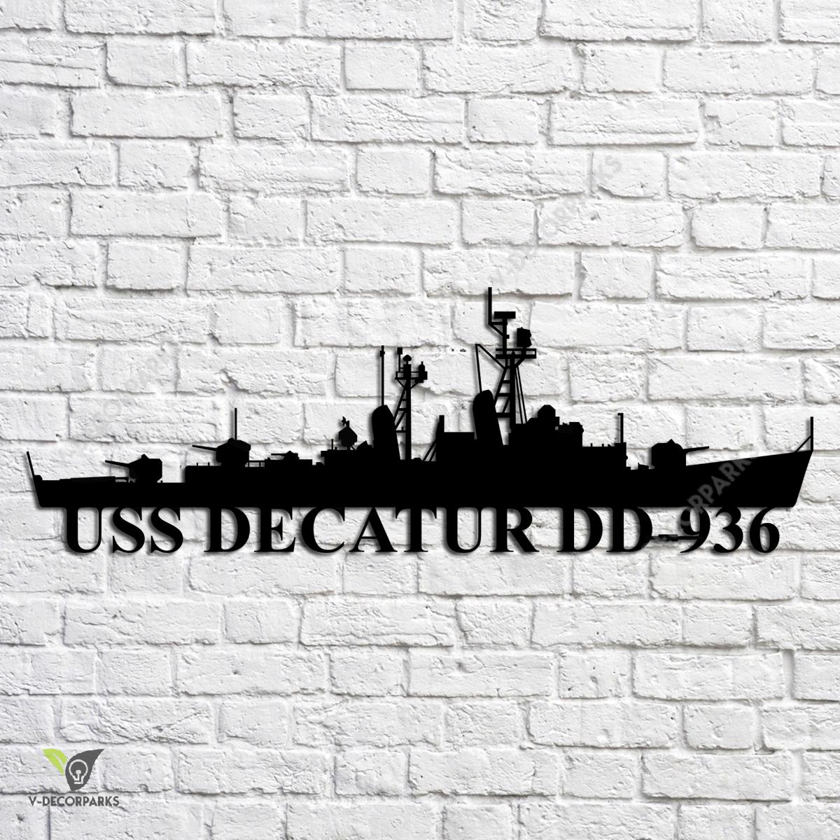 Uss Decatur Dd-936 Navy Ship Metal Art, Navy Ships Silhouette Metal ...