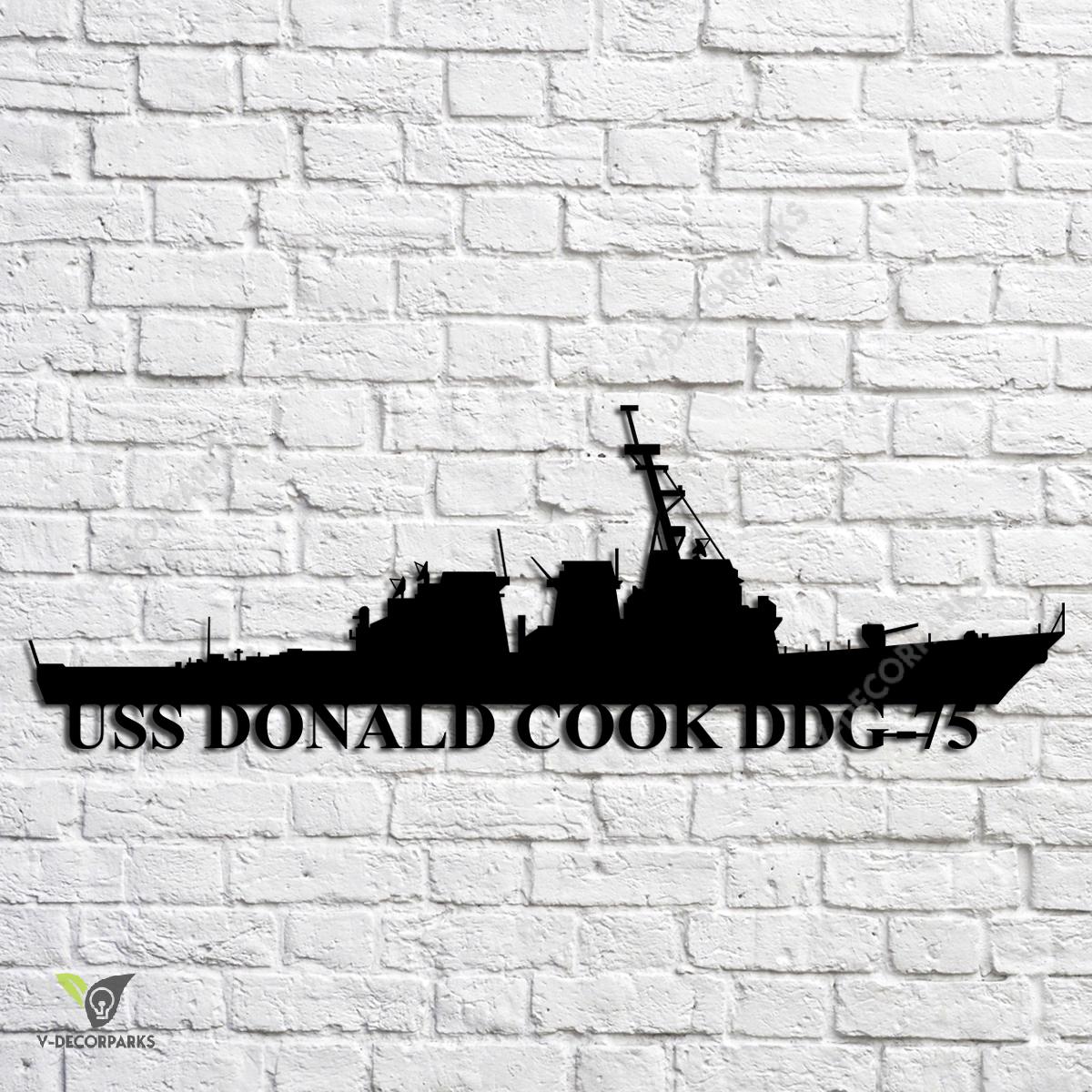 Uss Donald Cook Ddg-75 Navy Ship Metal Art, Navy Ships Silhouette Metal ...
