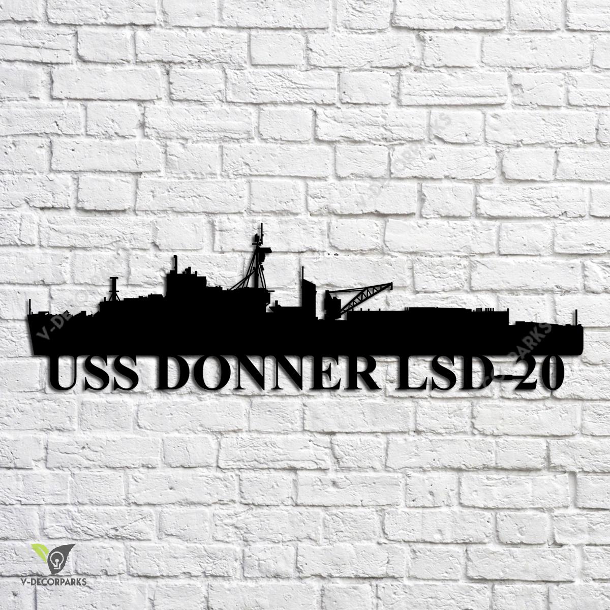 Uss Donner Lsd-20 Navy Ship Metal Art, Navy Ships Silhouette Metal Gift ...