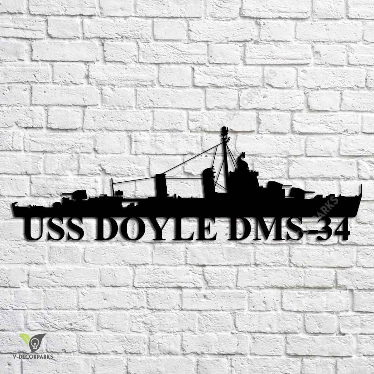 Uss Doyle Dms-34 Navy Ship Metal Art, Navy Ships Silhouette Metal Gift ...