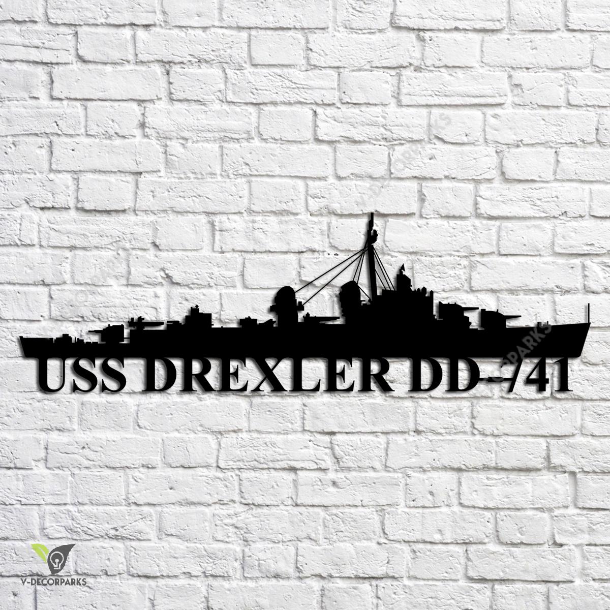 Uss Drexler Dd-741 Navy Ship Metal Art, Navy Ships Silhouette Metal ...