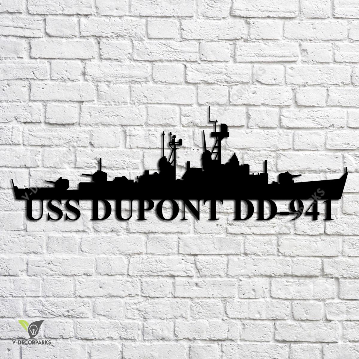 Uss Dupont Dd-941 Navy Ship Metal Art, Navy Ships Silhouette Metal Gift ...